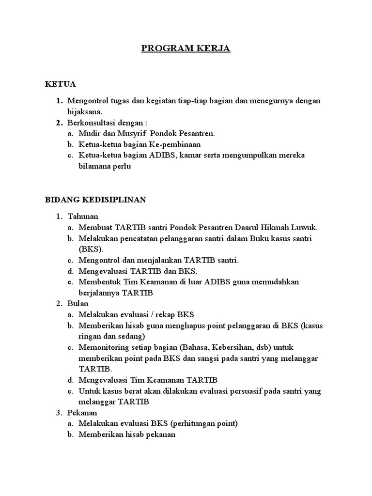 PROGRAM KERJA Pembina | PDF