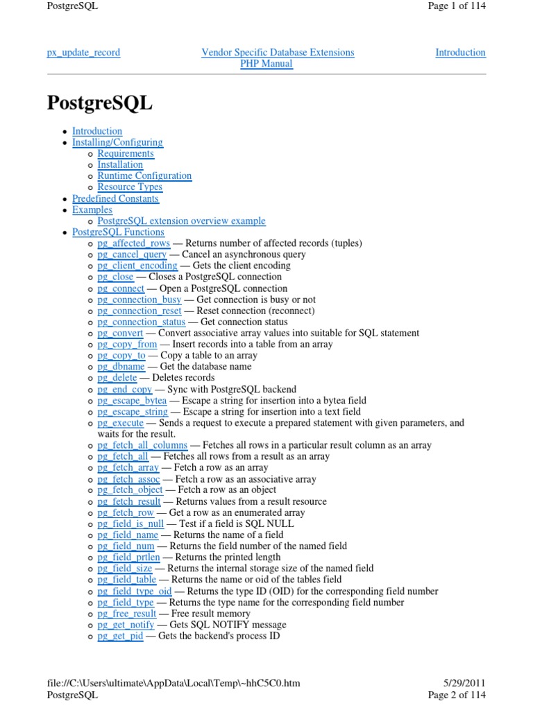 PostgreSQL PHP Integration Guide | PDF | Postgre Sql | Php
