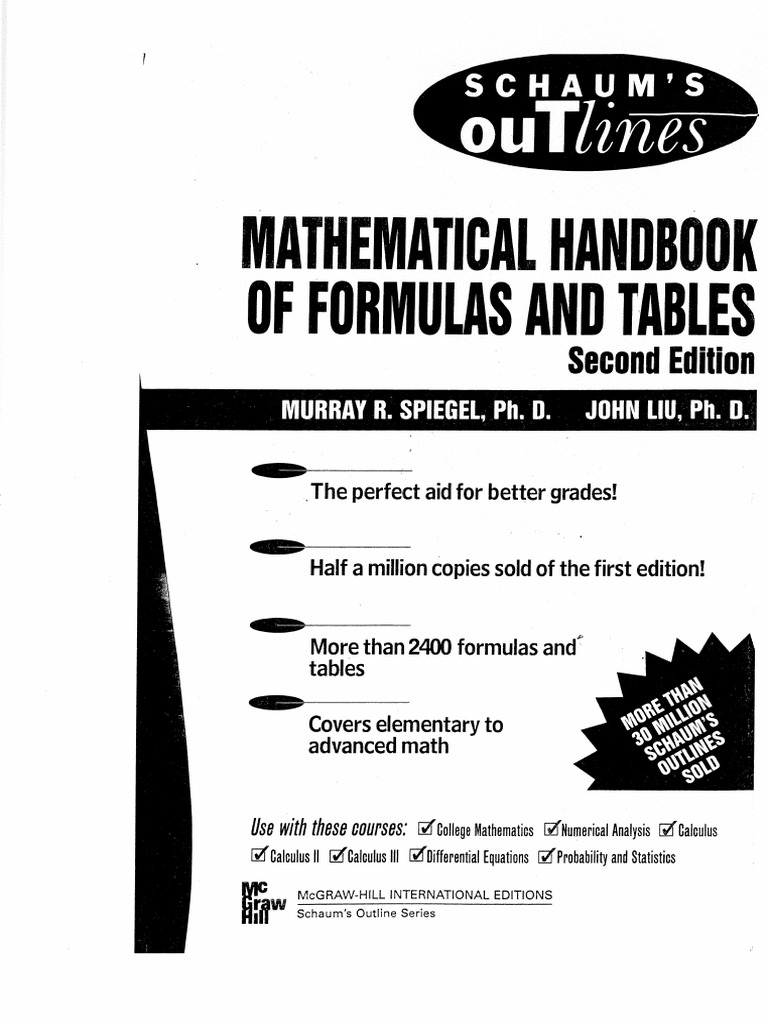 Mathematical Handbook of Formulas and Tables | PDF