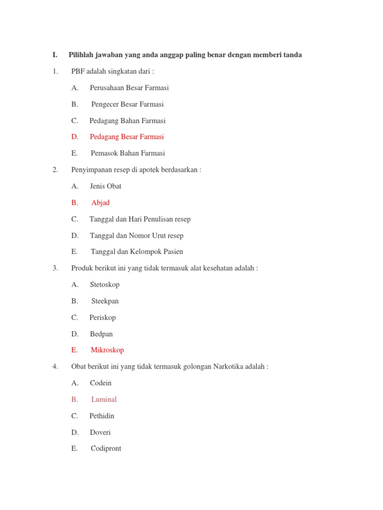 Latihan Soal Asisten Apoteker | PDF