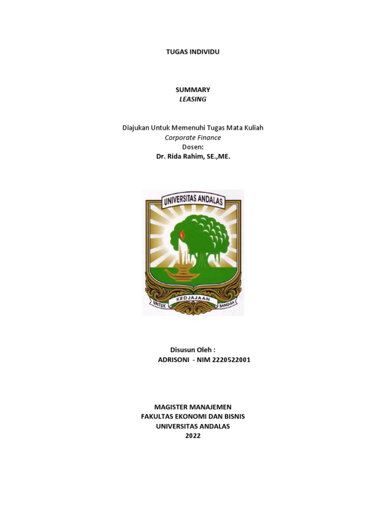 Pengertian dan Manfaat Leasing dalam Bisnis | PDF