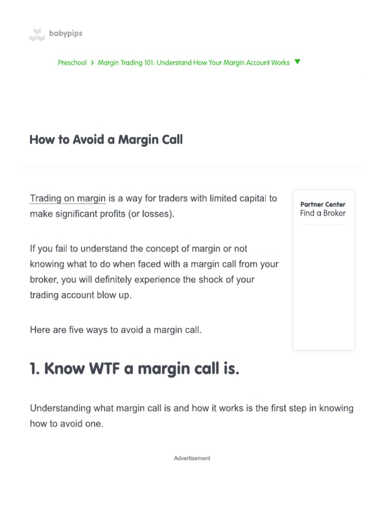 How To Avoid A Margin Call | PDF