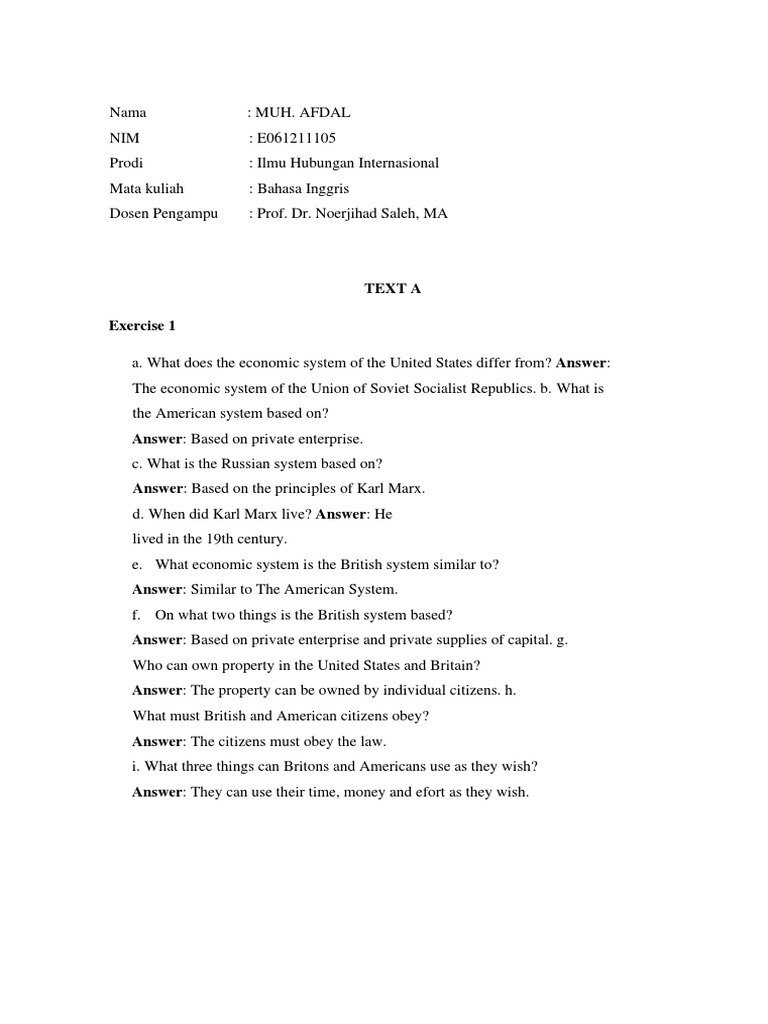 MUH. AFDAL - E061211105 - International Relations | PDF | Economic ...