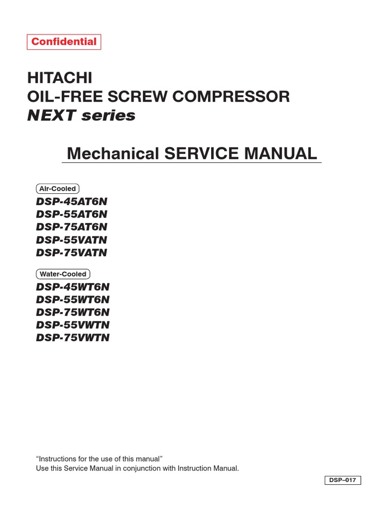 Hitachi Oil-Free Compressor Manual | PDF | Valve | Throttle