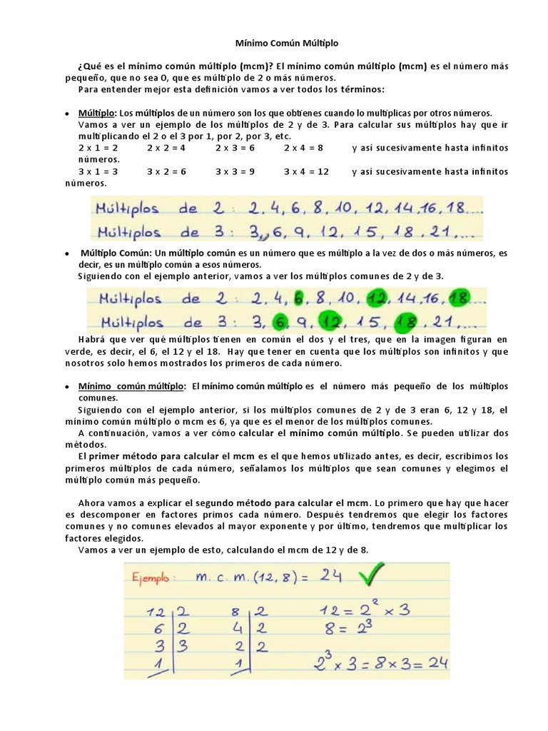 Mínimo Común Múltiplo | PDF | Matemática Elemental | Aritmética