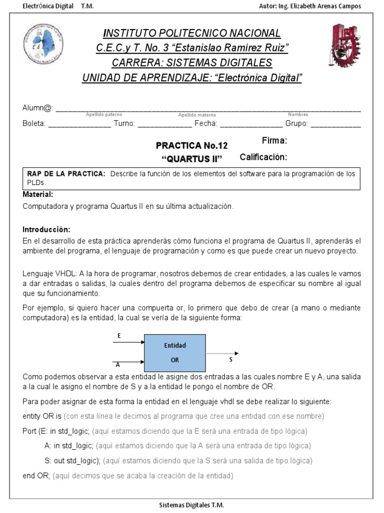 PRACTICA 12-Programa Quartus | PDF | Vhdl | Programa de computadora