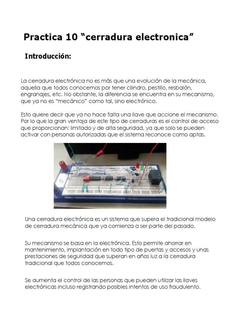 Practica 10 CERRADURA ELECTRONICA-MARLON | PDF