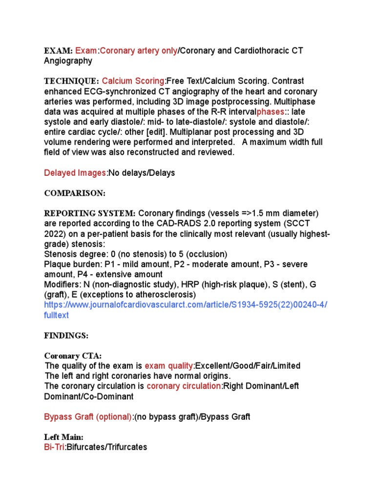 Cadrads 2.0 - Rsna - V3 | PDF | Aorta | Coronary Circulation