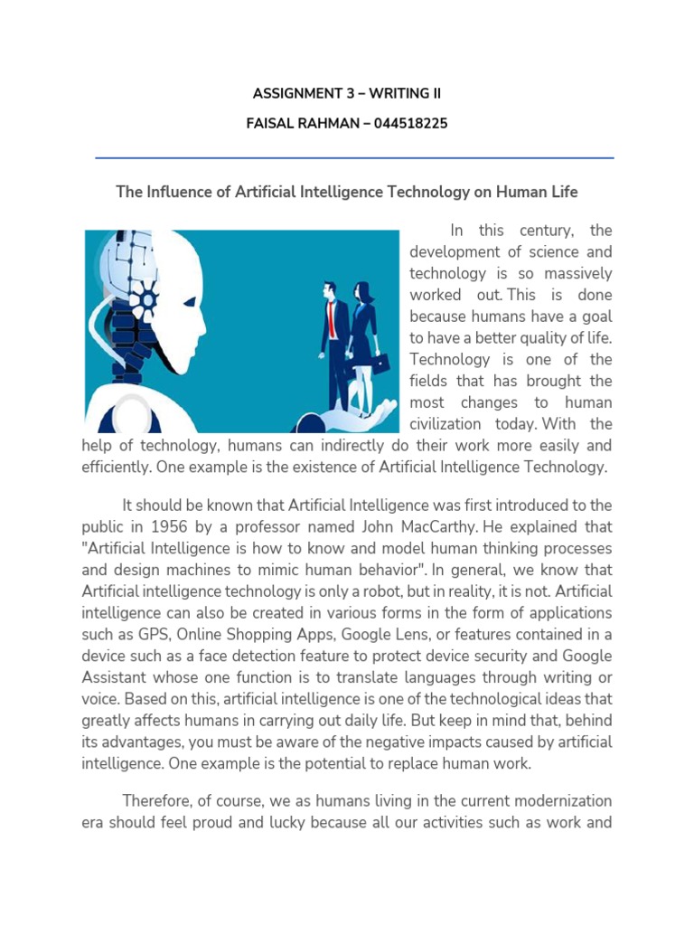 ASSIGNMENT 3 - Writing II (Faisal Rahman - 044518225) | PDF | Artificial Intelligence ...