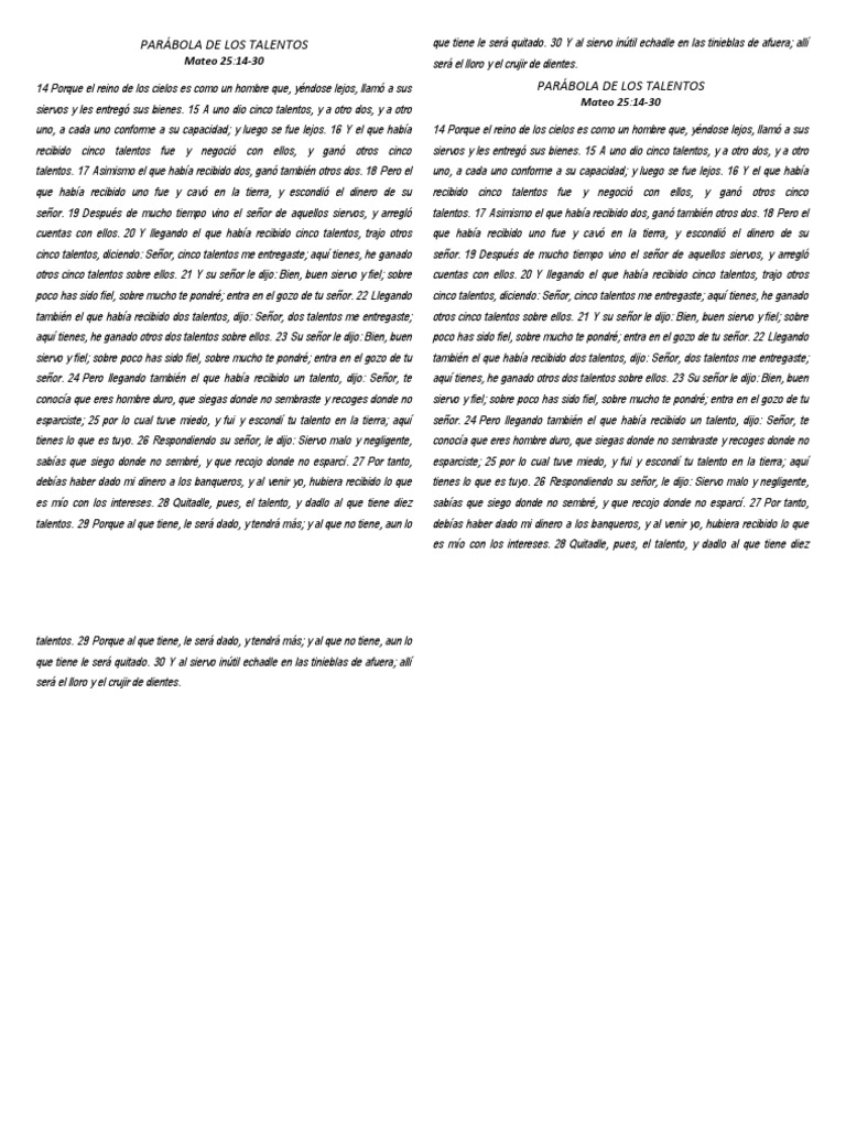 Parábola de Los Talentos | PDF