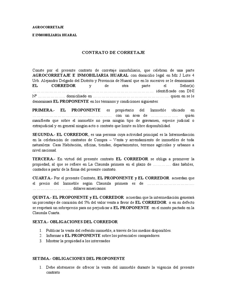 Contrato de Corretaje | PDF