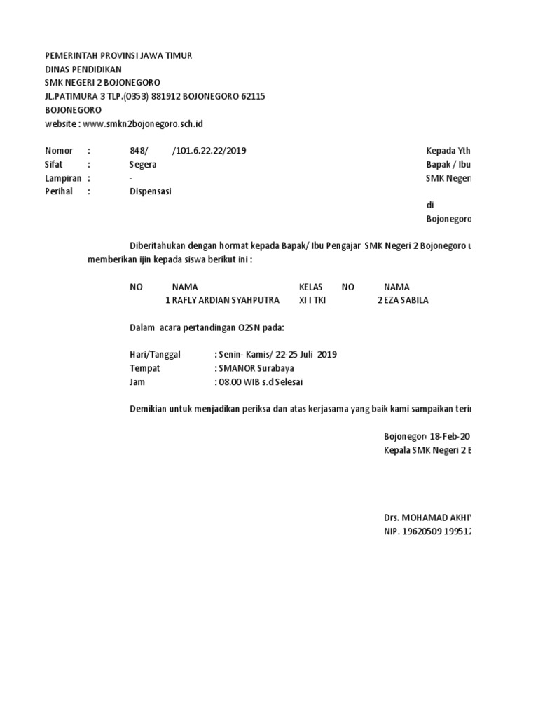 Contoh Surat Dispen | PDF