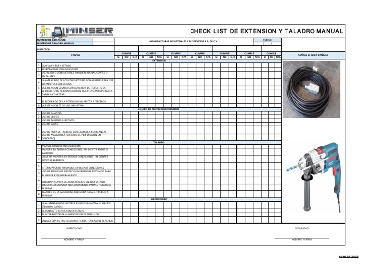 Check List de Extension y Taladro | PDF | Perforar | Herramientas