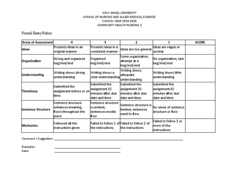 Rubric For Assignment - Individual | PDF | Rubric (Academic) | Health ...