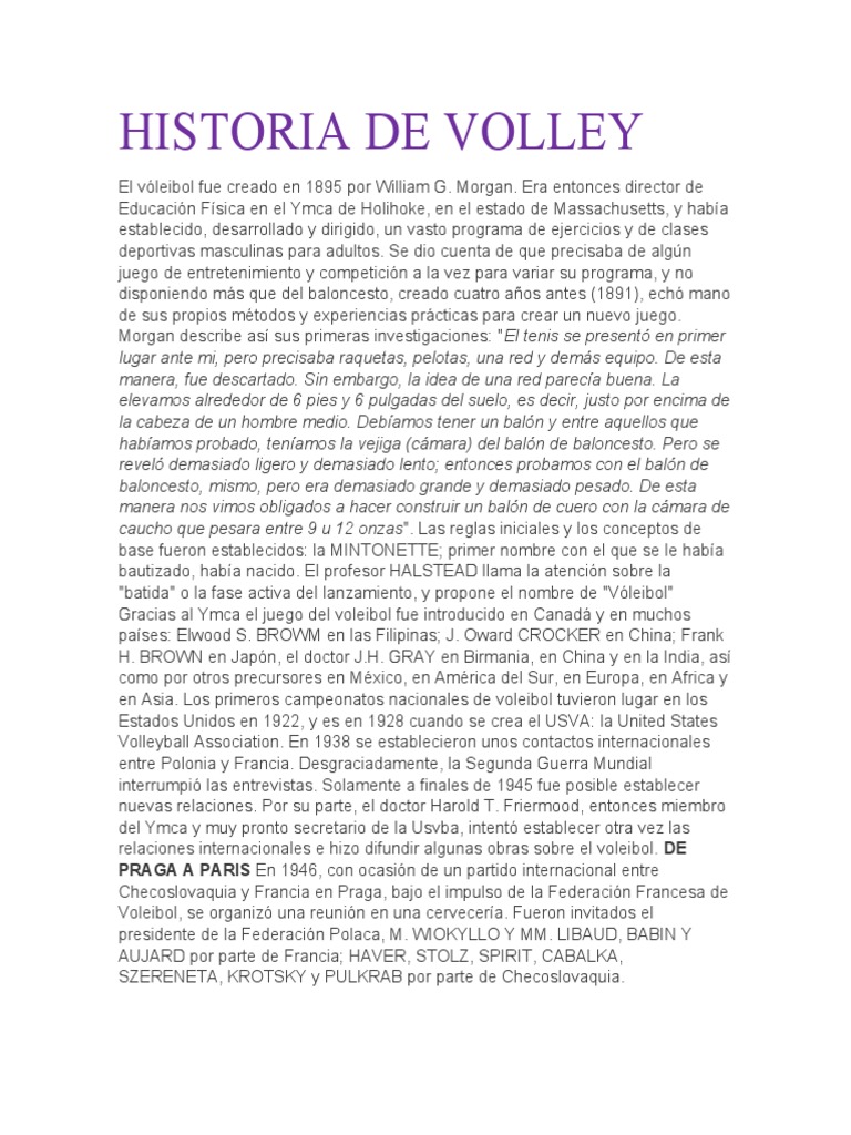 Historia de Volley | PDF | Vóleibol | Deportes