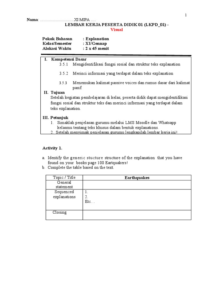 LKPD - 01 - Visual | PDF | Karier & Perkembangan | Seni & Disiplin Bahasa