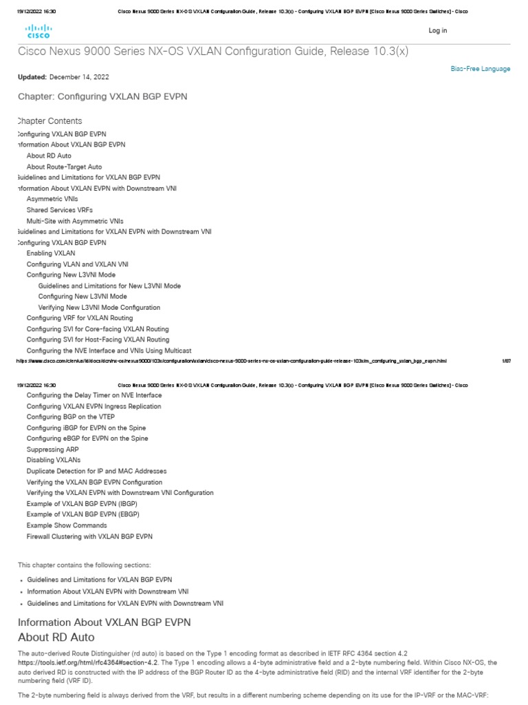 Cisco Nexus 9000 Series NX-OS VXLAN Configuration Guide, Release 10.3(x) - Configuring VXLAN BGP ...