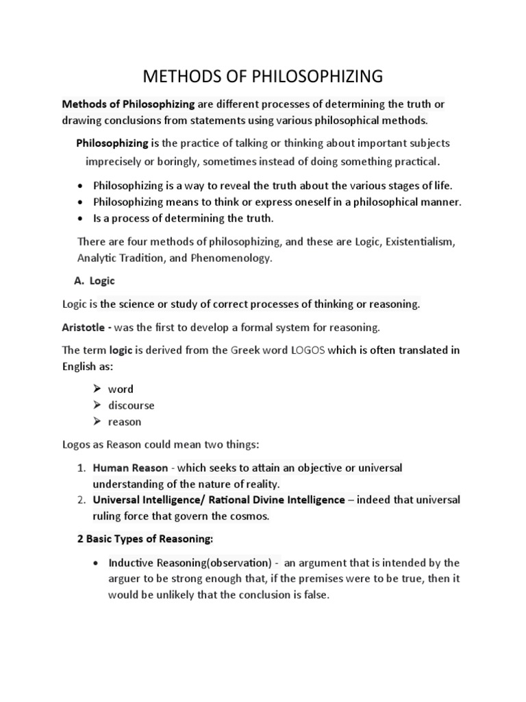 Methods of Philosophizing Final 2 | PDF | Phenomenology (Philosophy ...