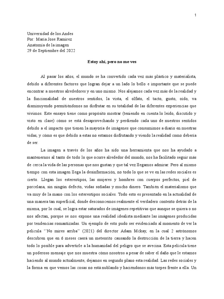 Maria Jose Ramirez Entrega Final | PDF | Estereotipos | Realidad