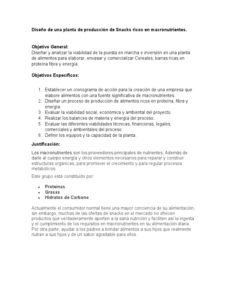 Diseño de Una Planta de Producción de Alimentos | PDF