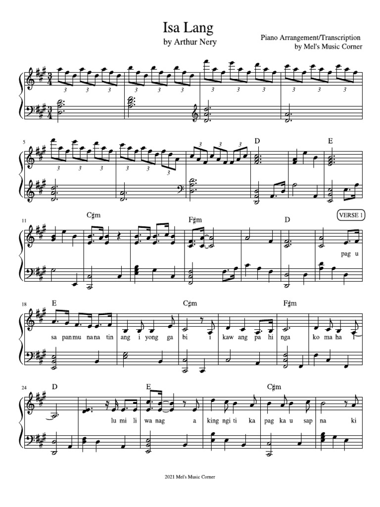 Isa Lang by Arthur Nery Sheet Music | PDF