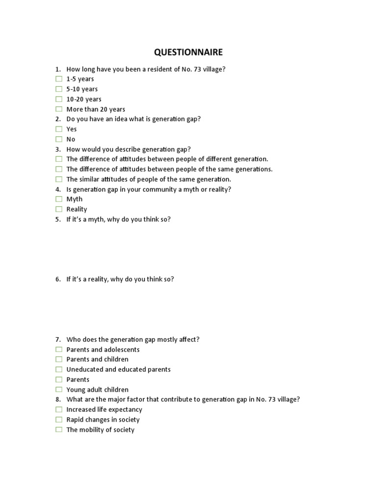 SS Questionnaire | PDF