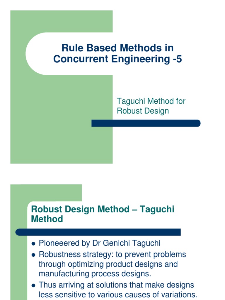 Taguchi Method For Robust Design Pdf