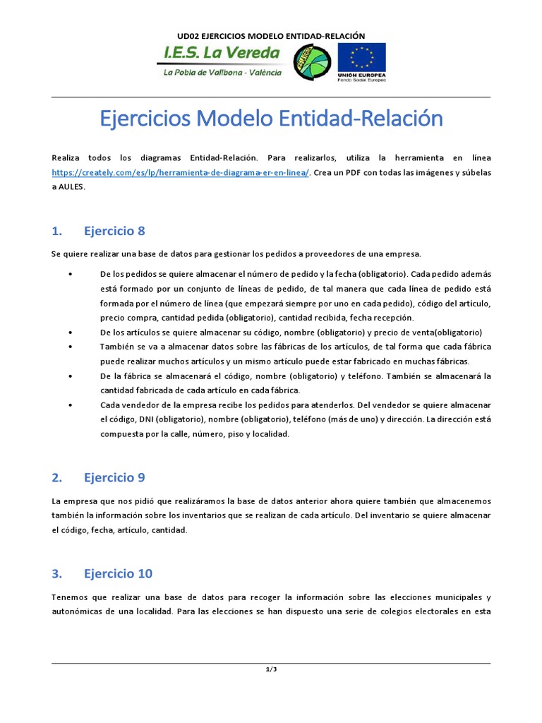 UD02 - P02 - Ejercicios Modelo Entidad-Relación | PDF | Elecciones
