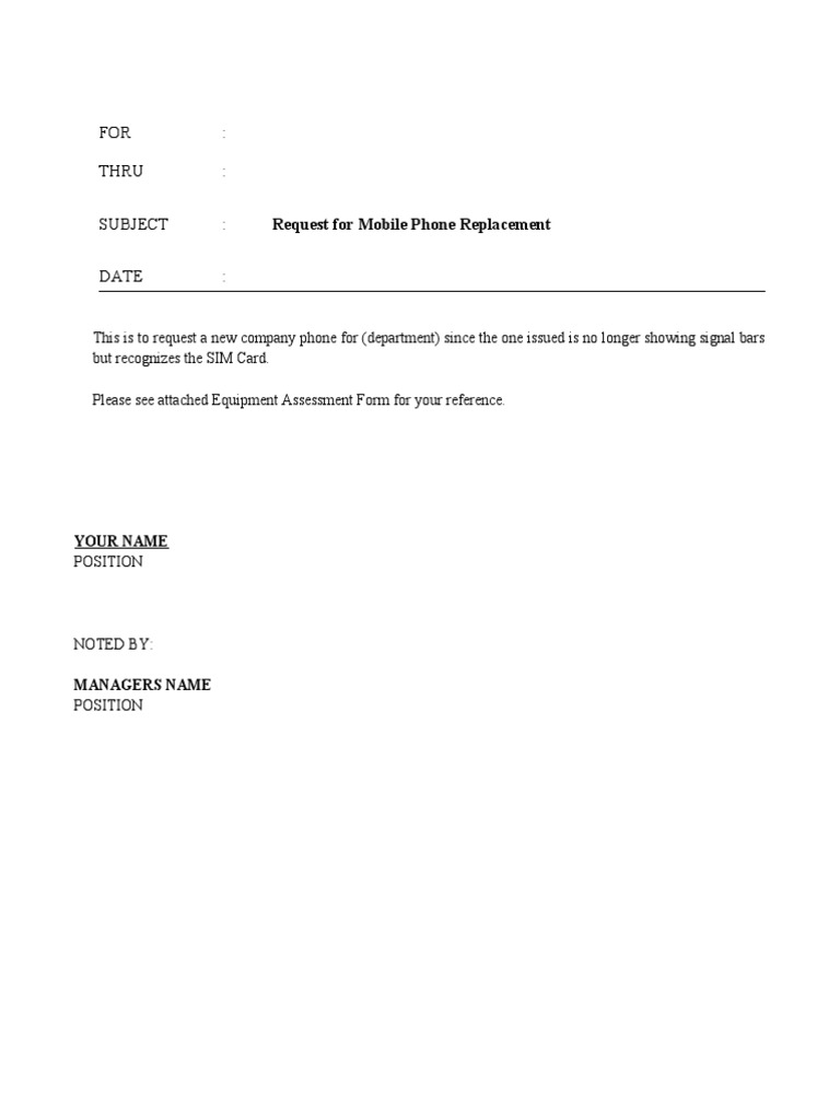 Request Letter For New Company Phone | PDF