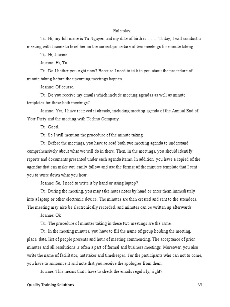 Task 2 - Role Play | PDF