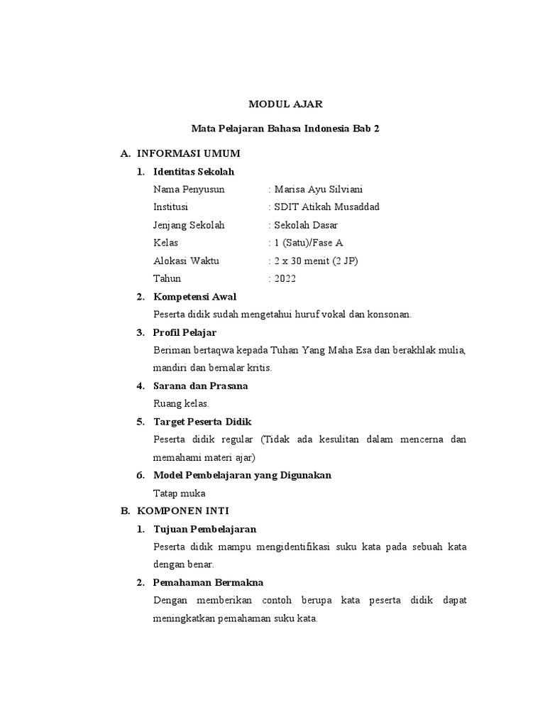 Modul Ajar Bi 7 | PDF