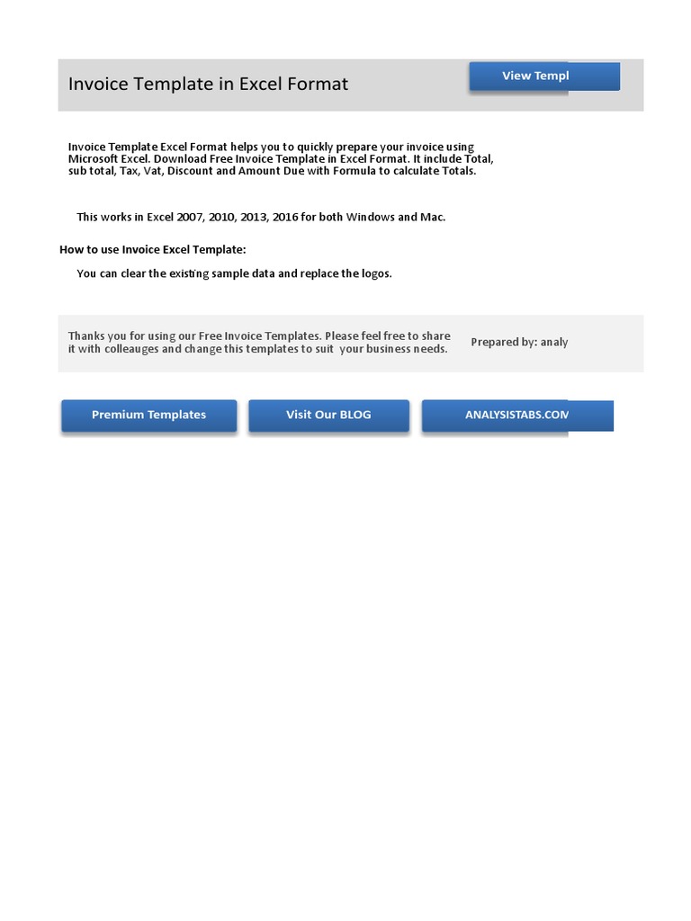 Invoice Template Excel | PDF | Invoice | Microsoft Excel