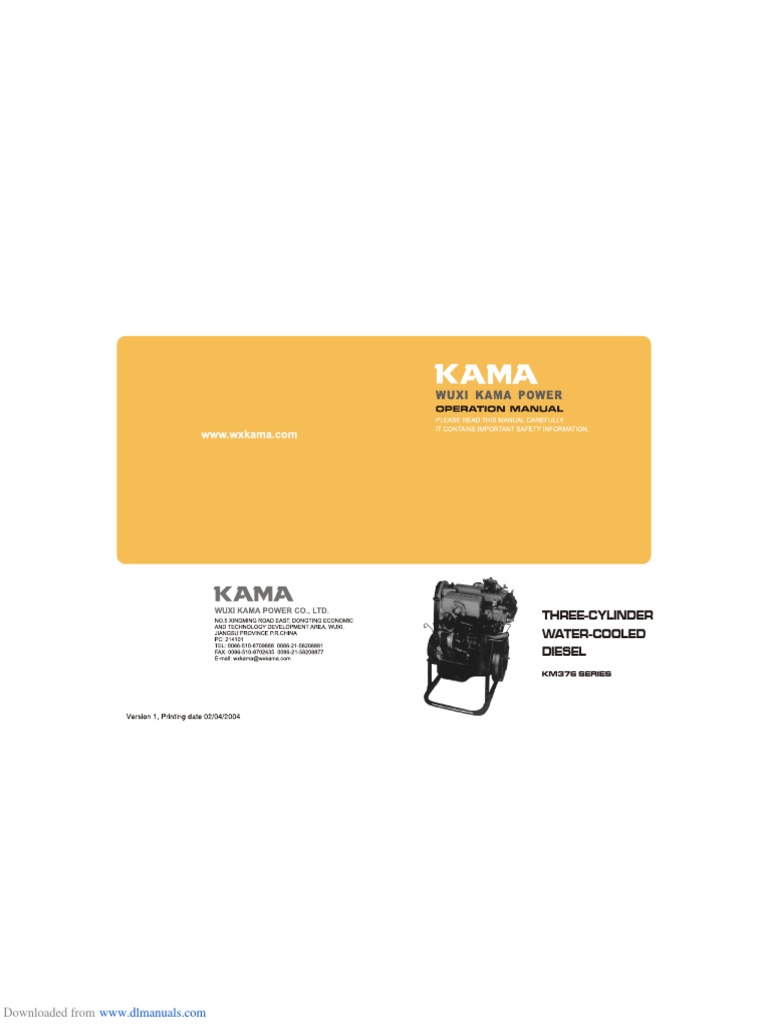 KAMA KM376AG Operation Manual | PDF | Internal Combustion Engine | Piston