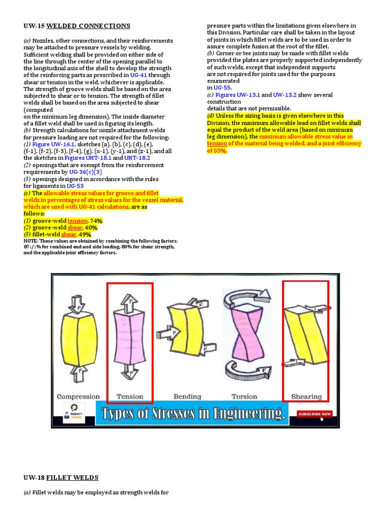 Weld Stress UW-15 UW-18 | PDF | Strength Of Materials | Welding