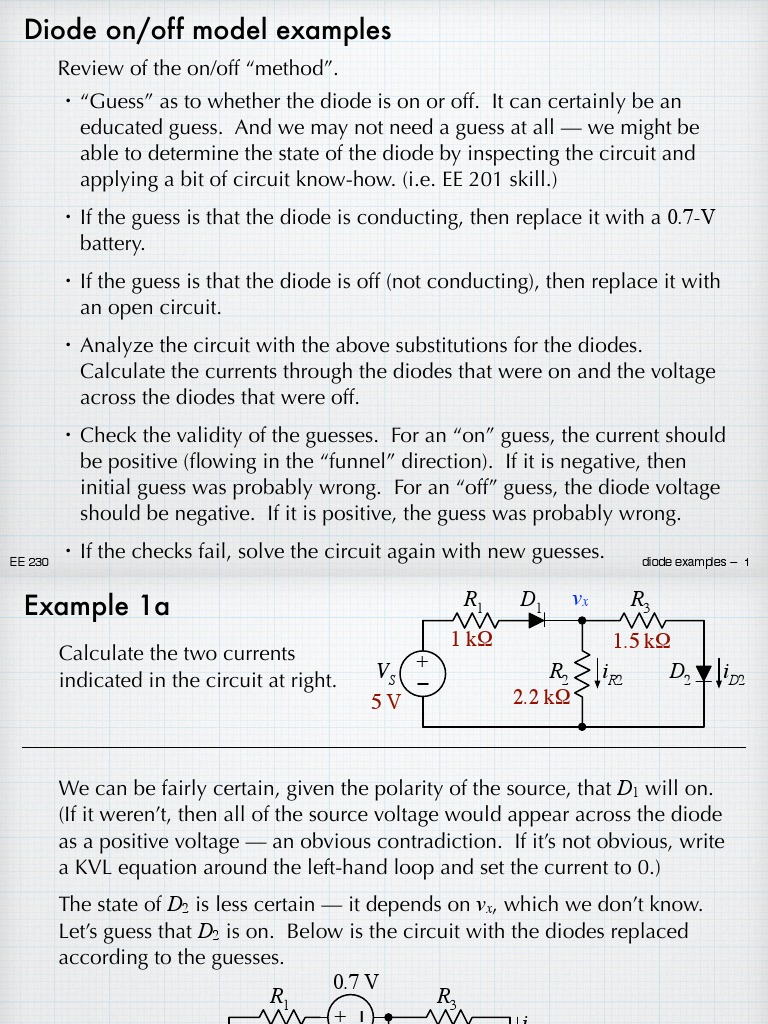 Diode - On - Off - Examples (Week 4) | PDF | Electrical Network | Diode
