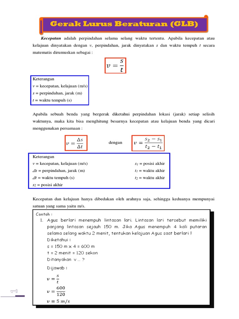 Hand Out GLB Dan GLBB IPA Fisika Kelas 8 | PDF
