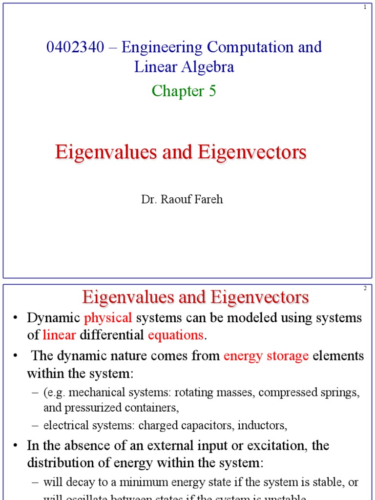 Ch5 Eigenvalues And Eigenvectors Pdf Eigenvalues And Eigenvectors Matrix Mathematics 