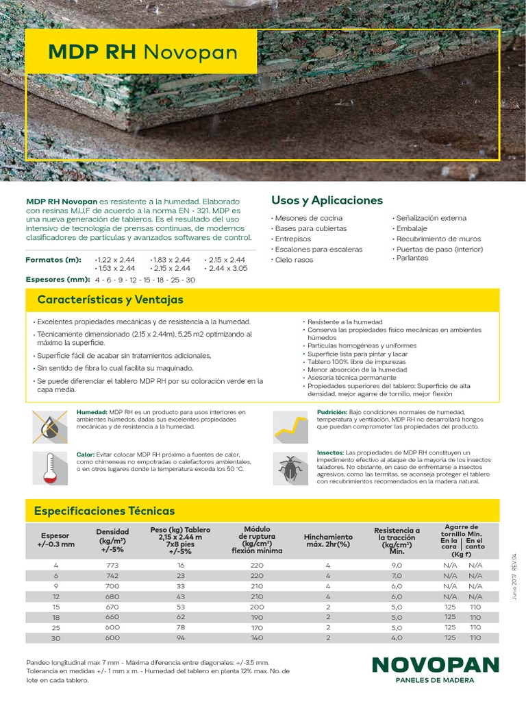 Ficha Tecnica Tablero Novopan N | Descargar gratis PDF | Física Aplicada e Interdisciplinaria ...