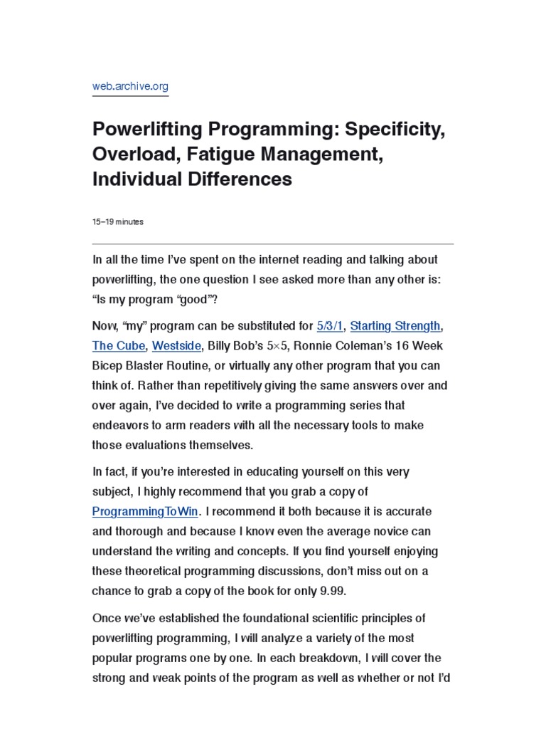 The Foundational Powerlifting Programming Principles PowerliftingToWin | PDF | Stress (Biology ...