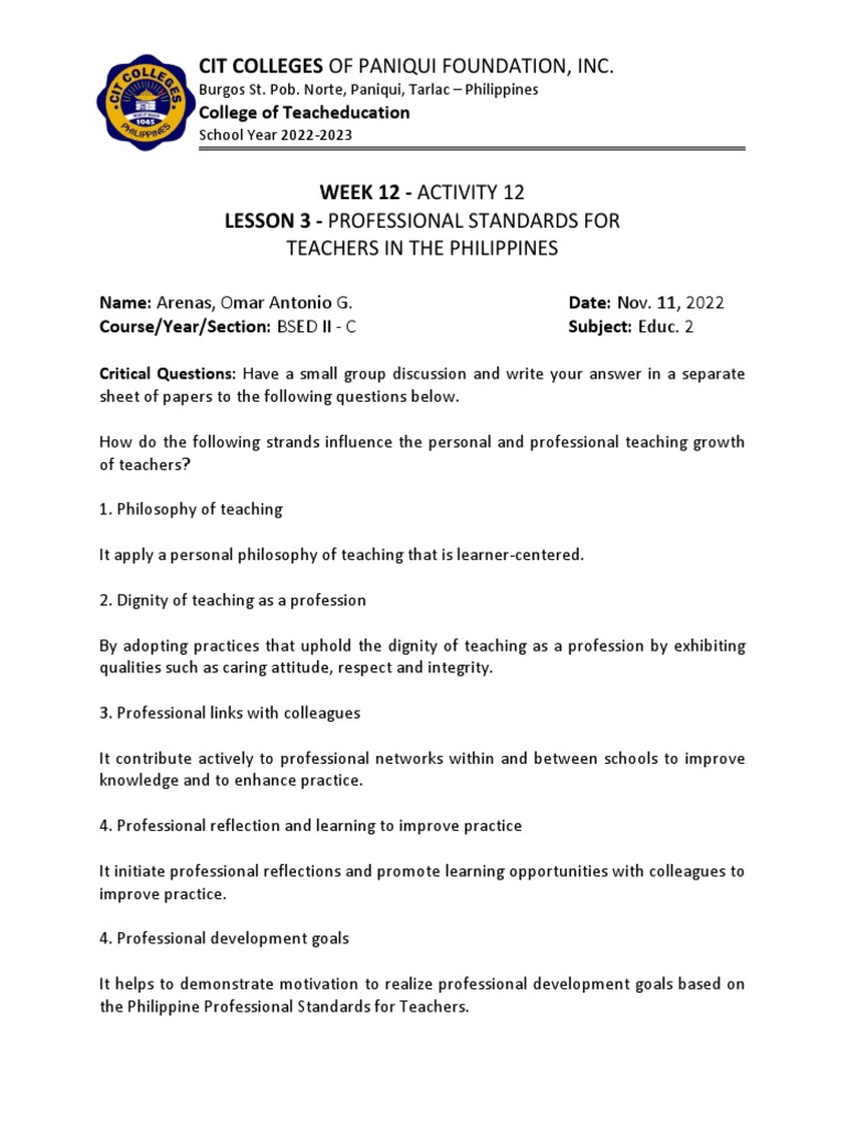 EDUC 2 (Activity 12) | PDF | Teachers | Teaching Method