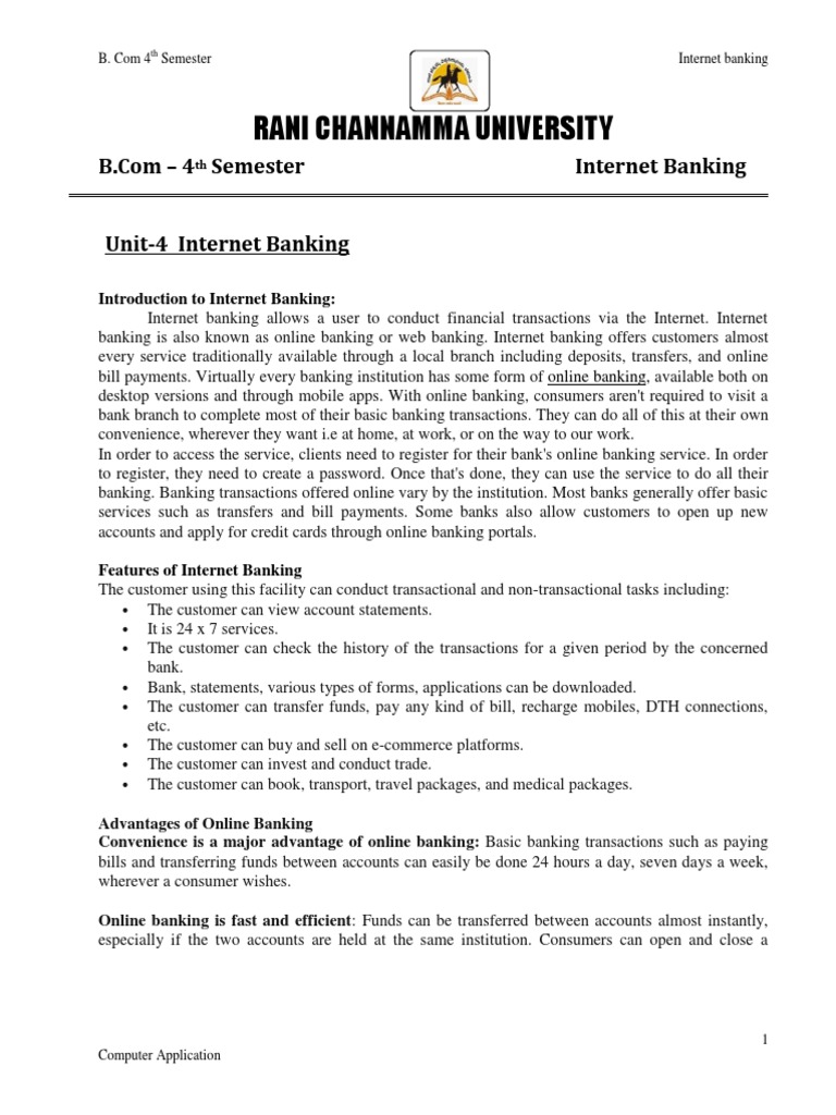 Computer Application in Business - III Unit 4 | PDF | Cheque | Online ...