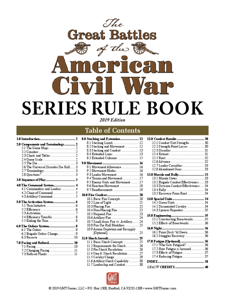 Great Battles of The American Civil War Rules | PDF | Brigade | Battalion
