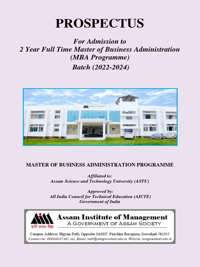 AIM MBA Prospectus PDF 2022 2024 | PDF | University And College ...