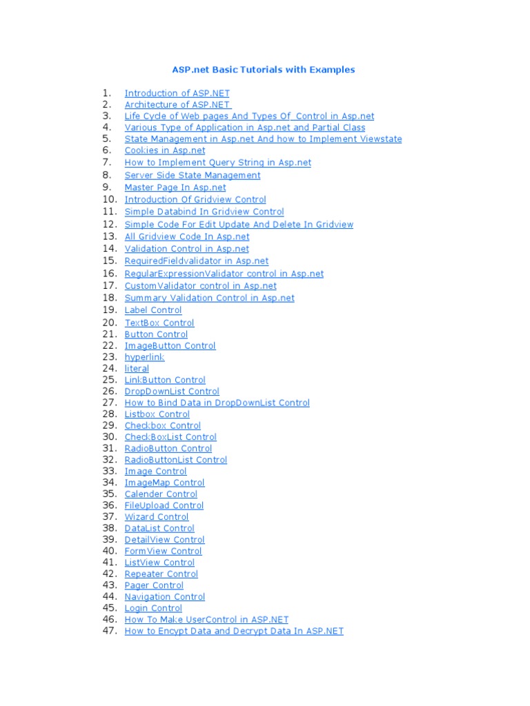 Basic Tutorials With Examples | PDF | Active Server Pages | Html