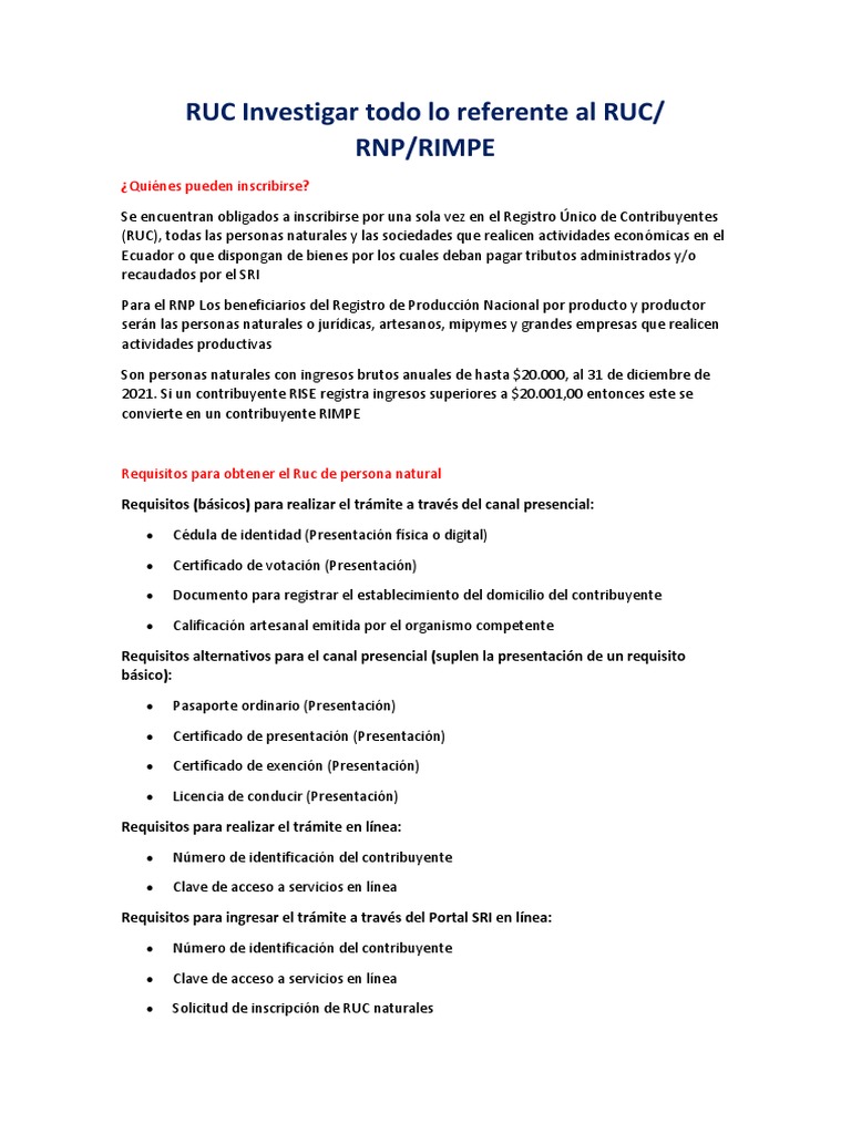 Ruc, Rimpe, RNP | PDF | Contribuyente | Gobierno