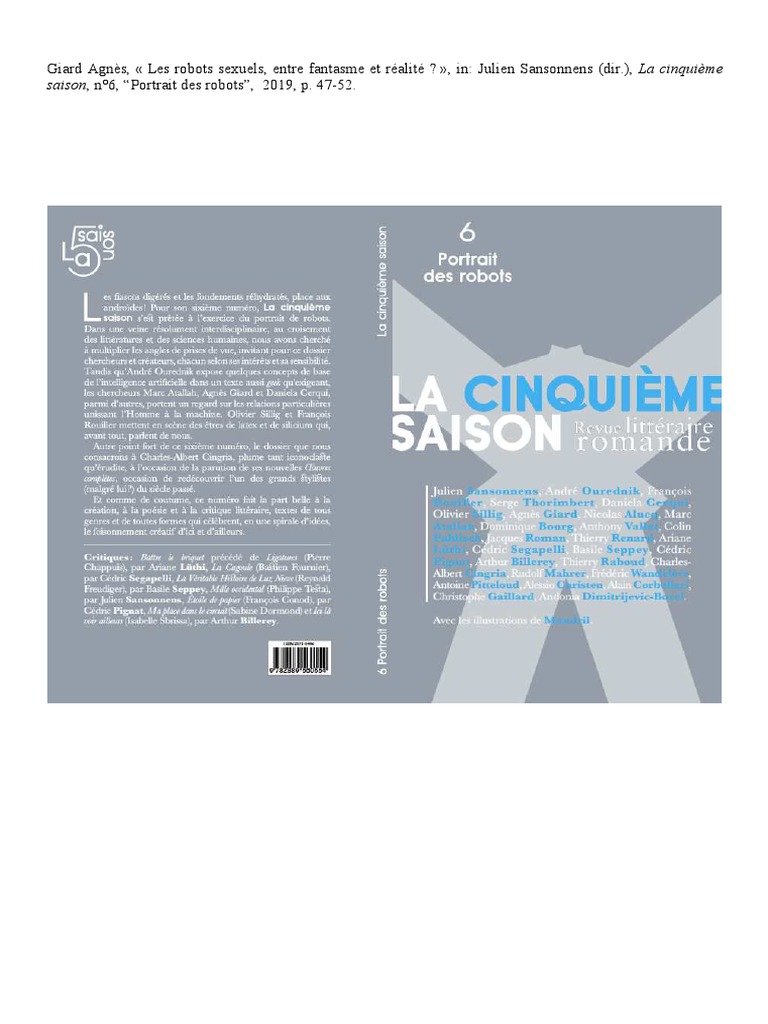 Les Robots Sexuels Entre Fantasme Et Rea | PDF | Lupanar