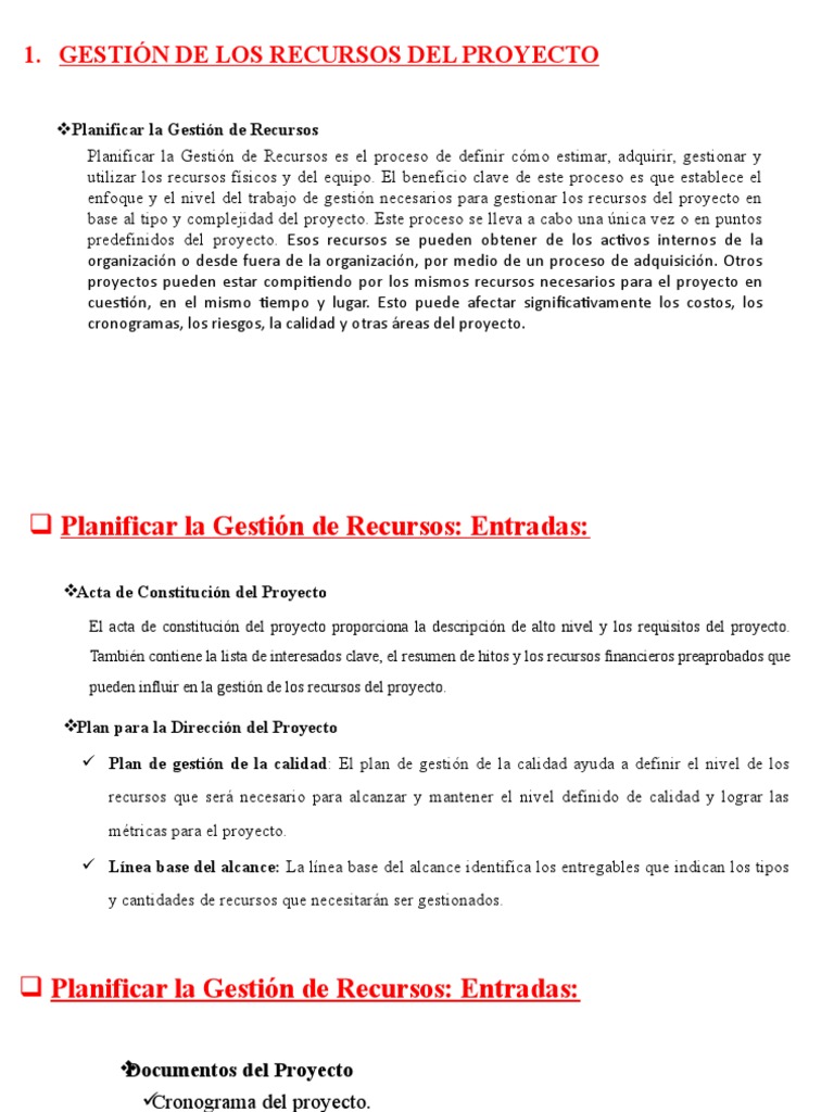 Gestión de Los Recursos Del Proyecto | PDF | Planificación | Gestión de la calidad