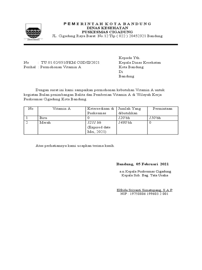 Surat Cacing Vit A | PDF