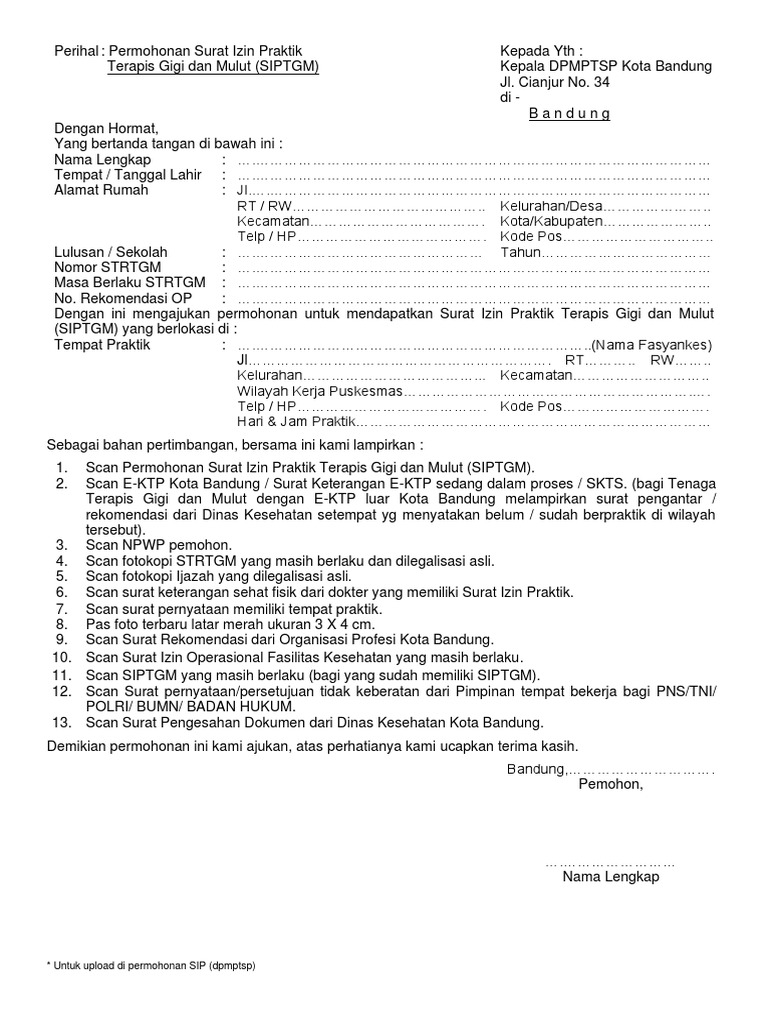 Form Terapis Gigi Dan Mulut | PDF