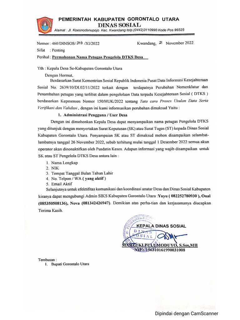 Surat Pemberitahuan Ke Desa | PDF